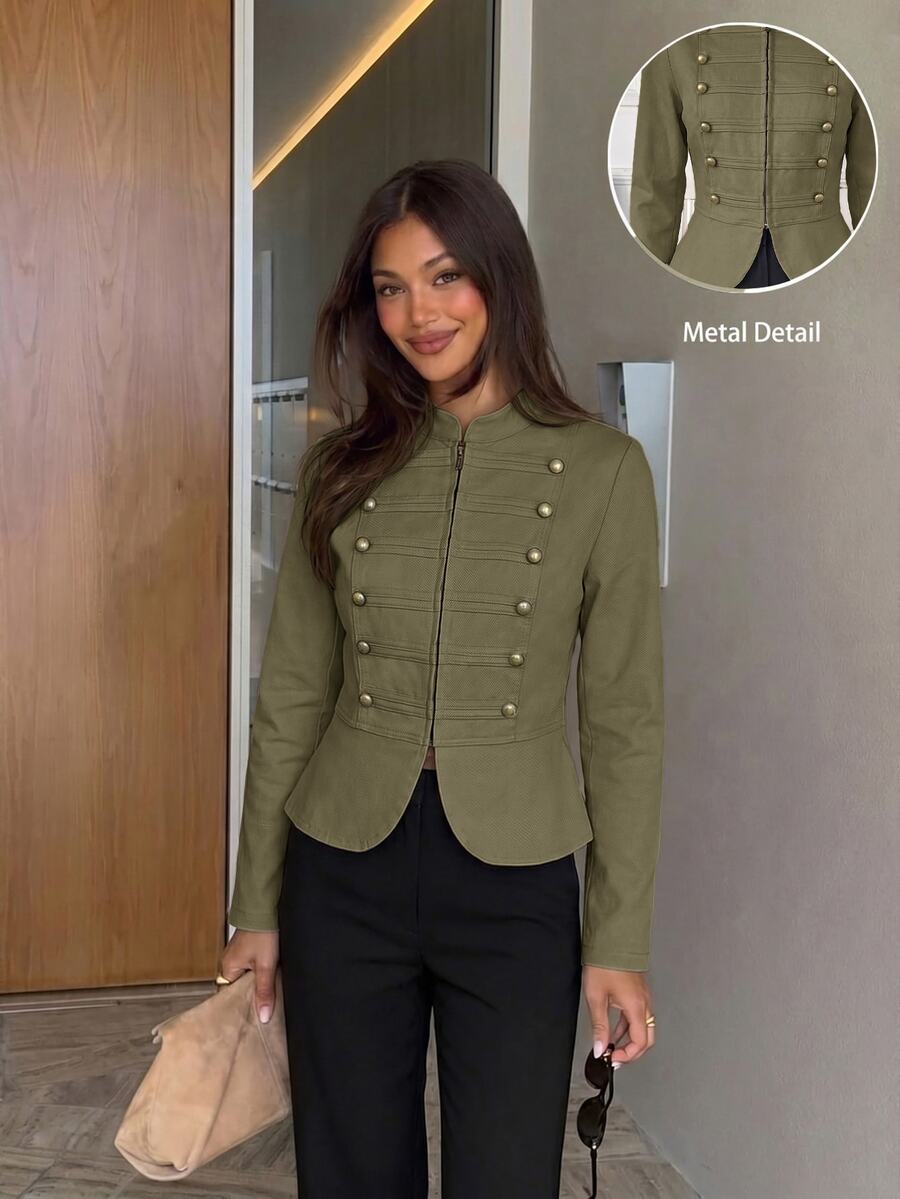 Siren Gaze Elegant 90s Retro Double-Breasted Napoleon Cape Sleeve ...