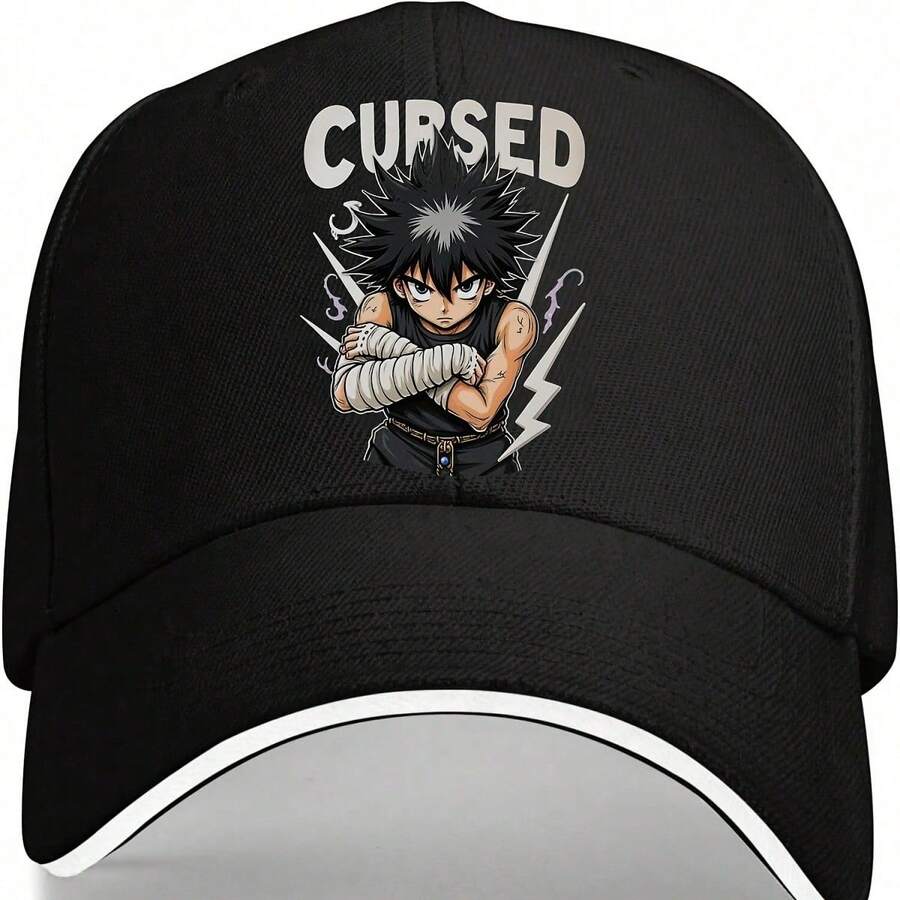 Cursed Anime Boy With Bandages And Lightning Wo Baseball Cap Funny ...