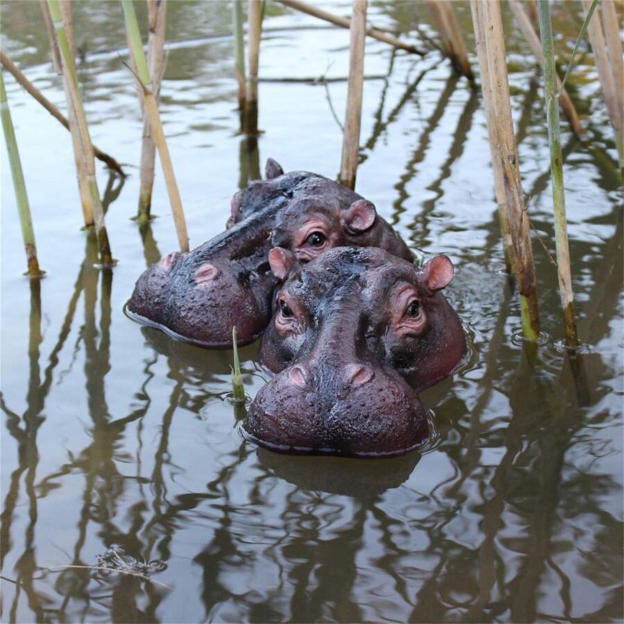 Pond Floating Hippopotamus Horse Head Statue Lawn Garden Statue ...