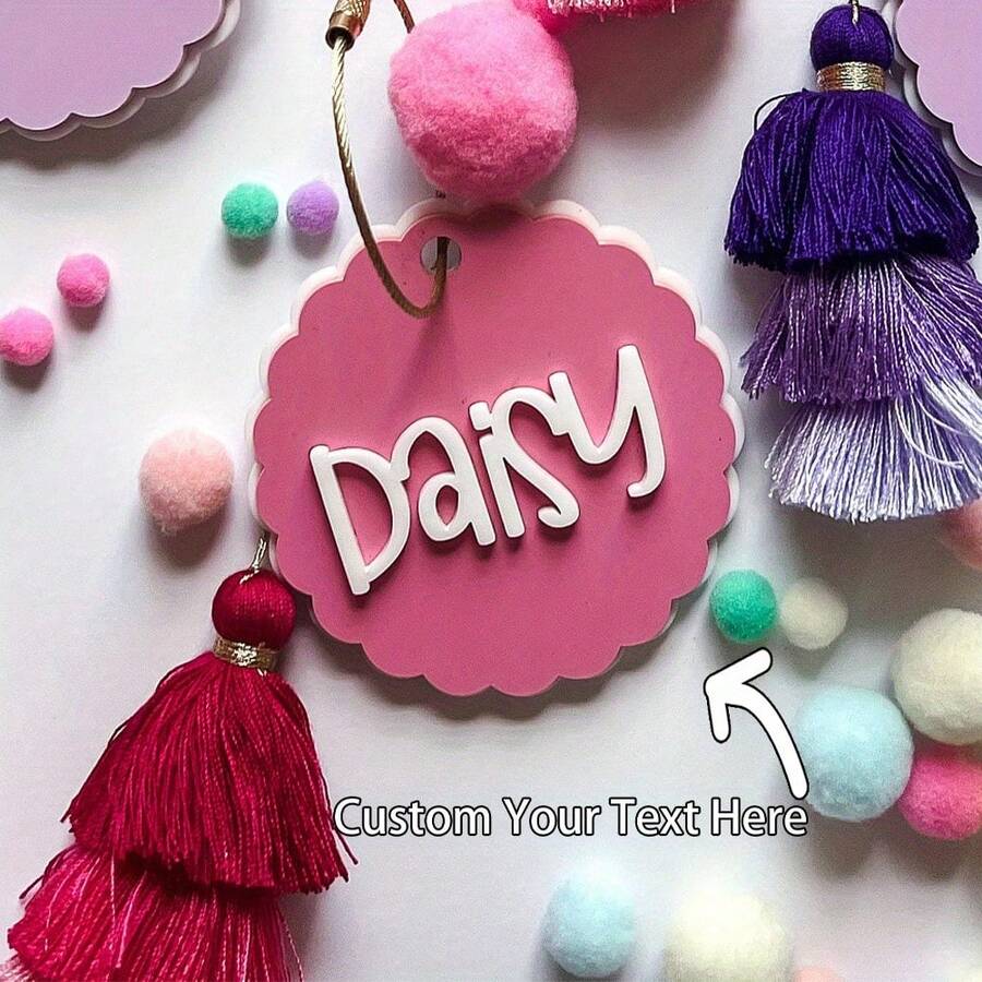 Personalized Acrylic Name Keychain With Tassels - Vibrant Beach Tote ...