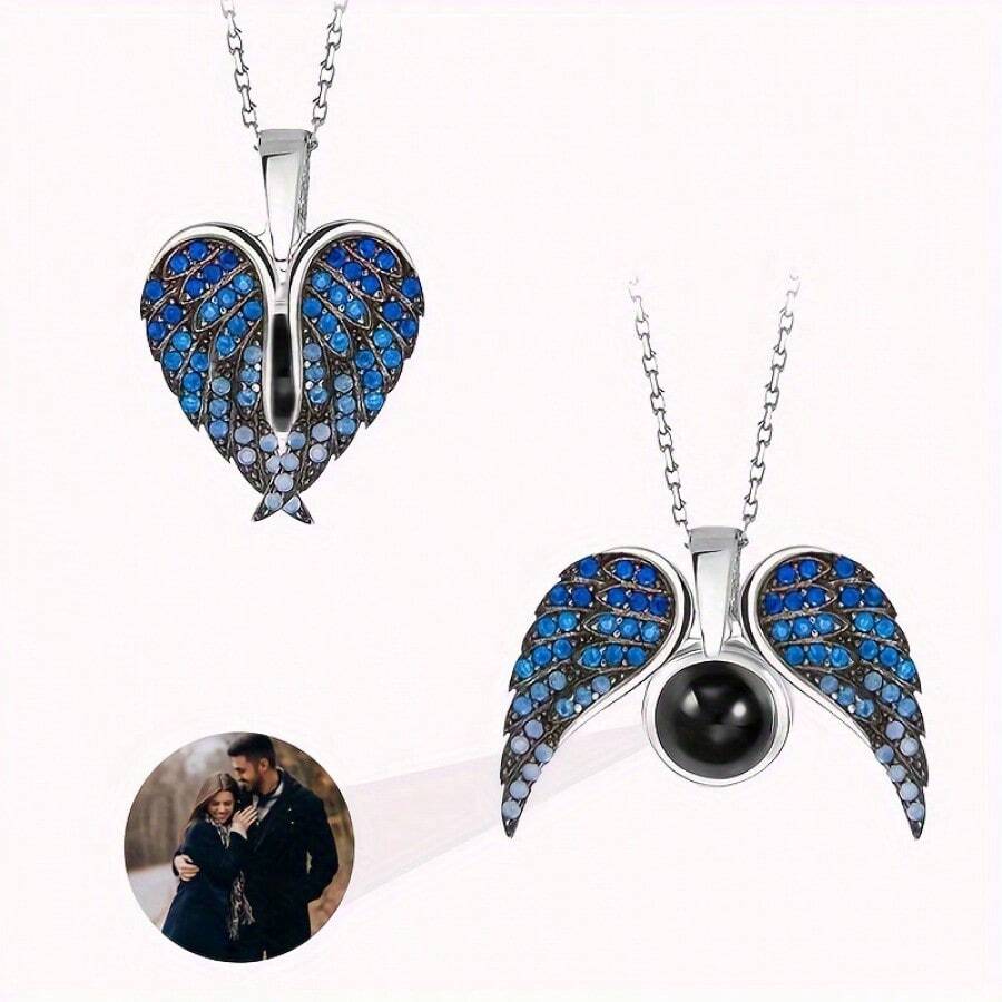 [Custom Photo Angel Wings Necklace] Customized Photo Necklace Angel ...