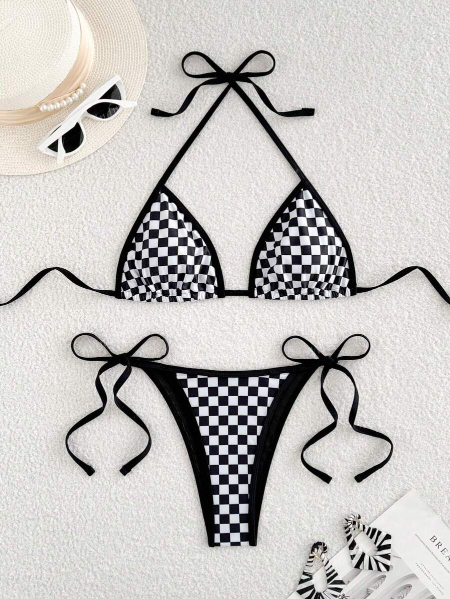 New Stylish Sexy Checkerboard Bikini Set, European & American Fashion ...
