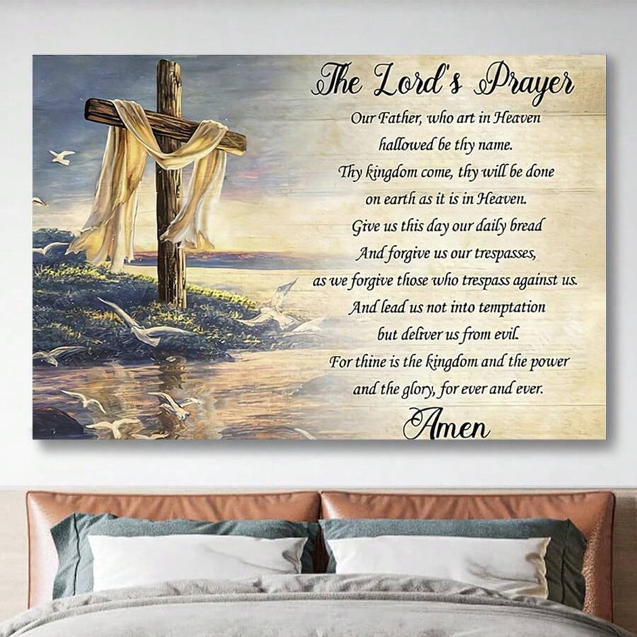 Framed Christian Inspirational Canvas Art - Lord's Prayer Poster ...