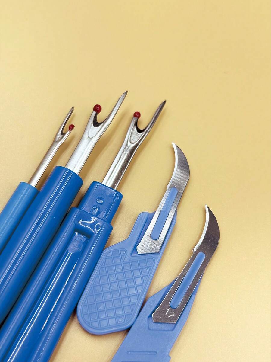 5pcs Blue Seam Ripper, Quick Unpicking Tool, Sickle Shaped Seam Ripper ...