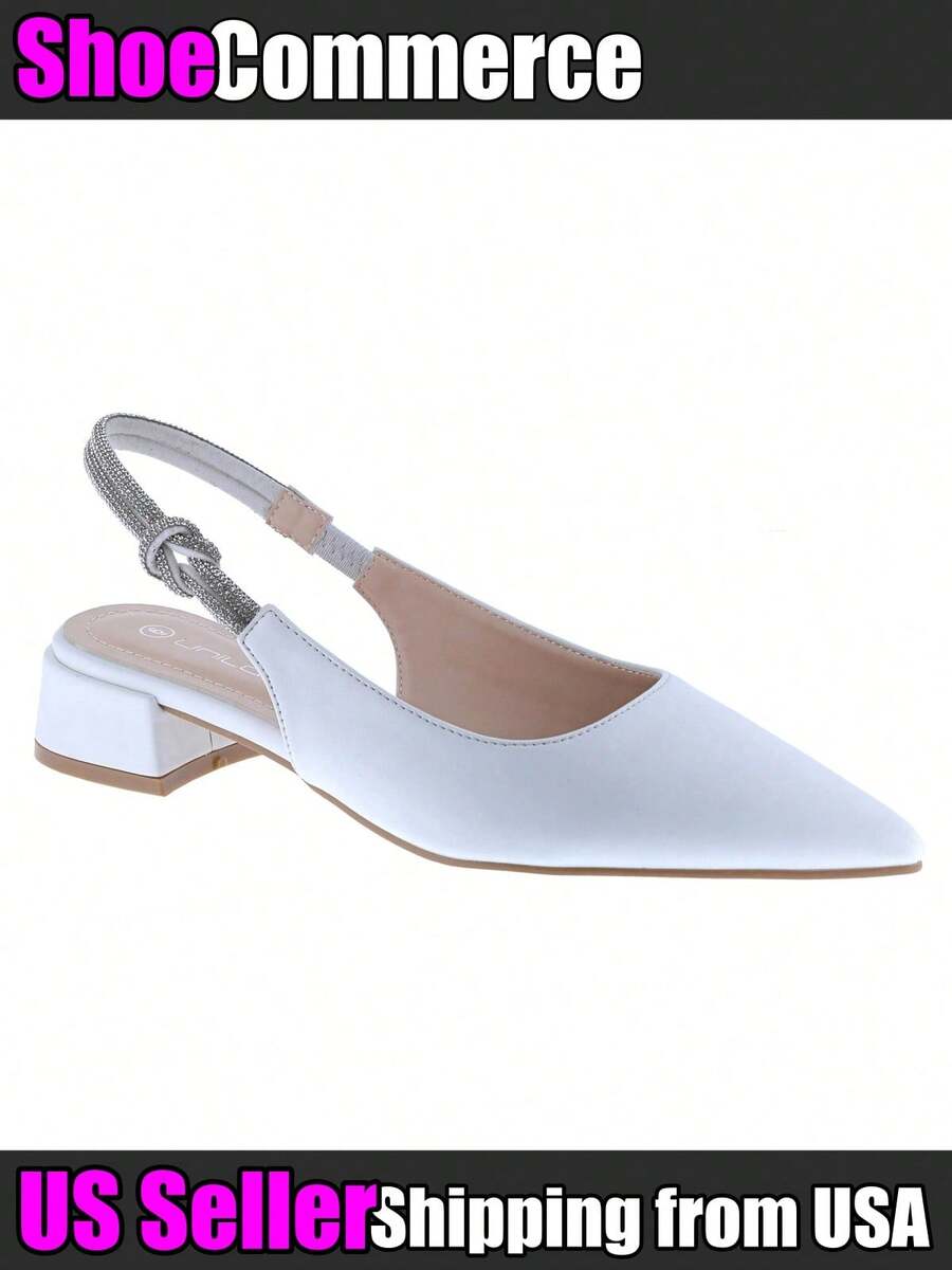 ILLUDE Women's Slingback Flats Double Strap Block Low Heel Sandals Two ...