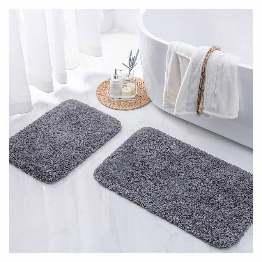 Non-Slip Bathroom Rug Sets 2-Piece Water Absorbing Ultra Soft Plush ...