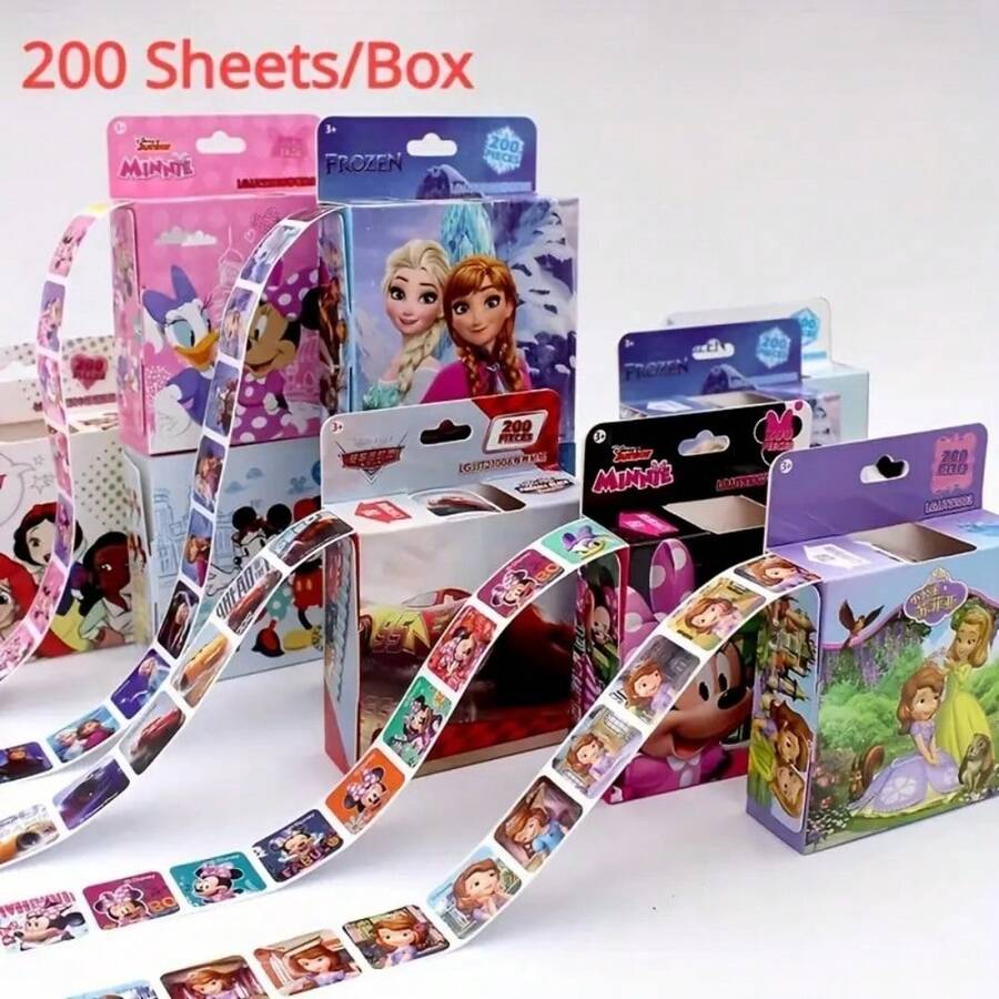 Disney 200pcs/Box Cartoon Roll Stickers Princess, Ice Princess, Mickey ...