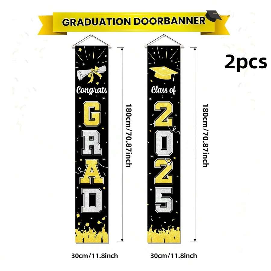 2pcs 2025 Graduation Porch Signs - 70.87x11.8 Inch | Congrats Grad ...