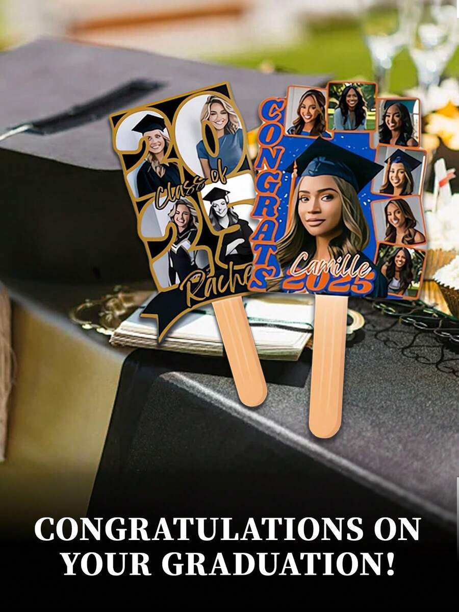 Custom Face Fans With Photo Name 2025 Personalized Graduation Fans With ...