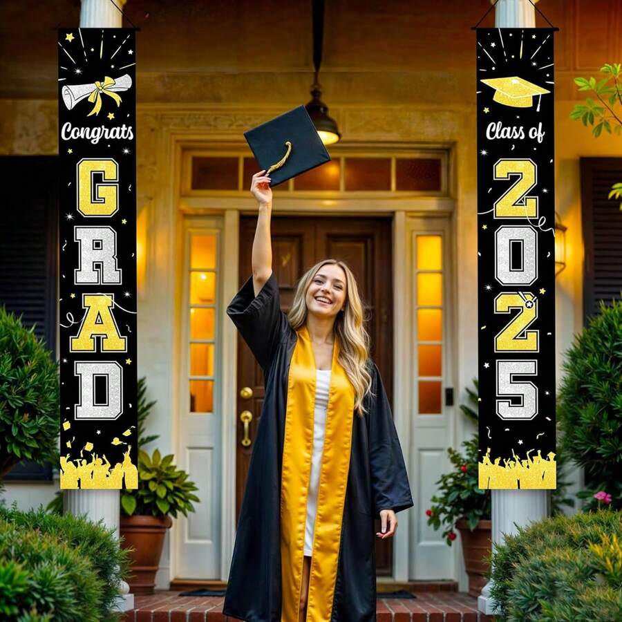 2pcs 2025 Graduation Porch Signs - 70.87x11.8 Inch | Congrats Grad ...
