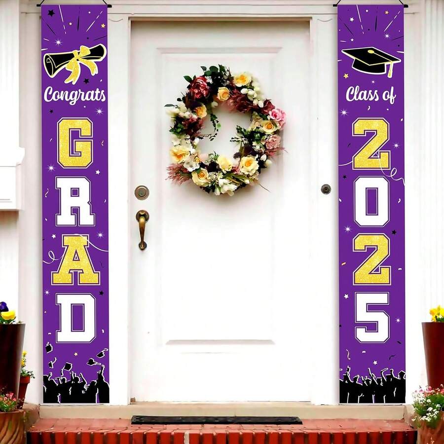 2pcs 2025 Graduation Porch Signs - 70.87x11.8 Inch | Congrats Grad ...