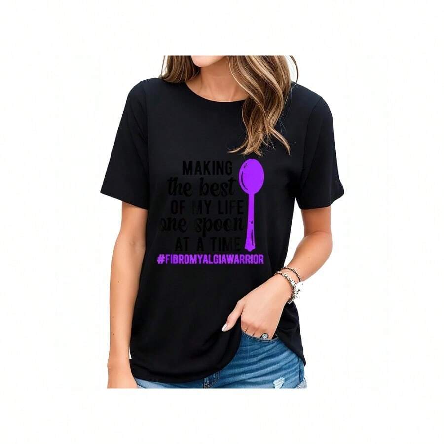 Womens One Spoon Fibromyalgia Warrior Fibromyalgia Awareness T-Shirt ...