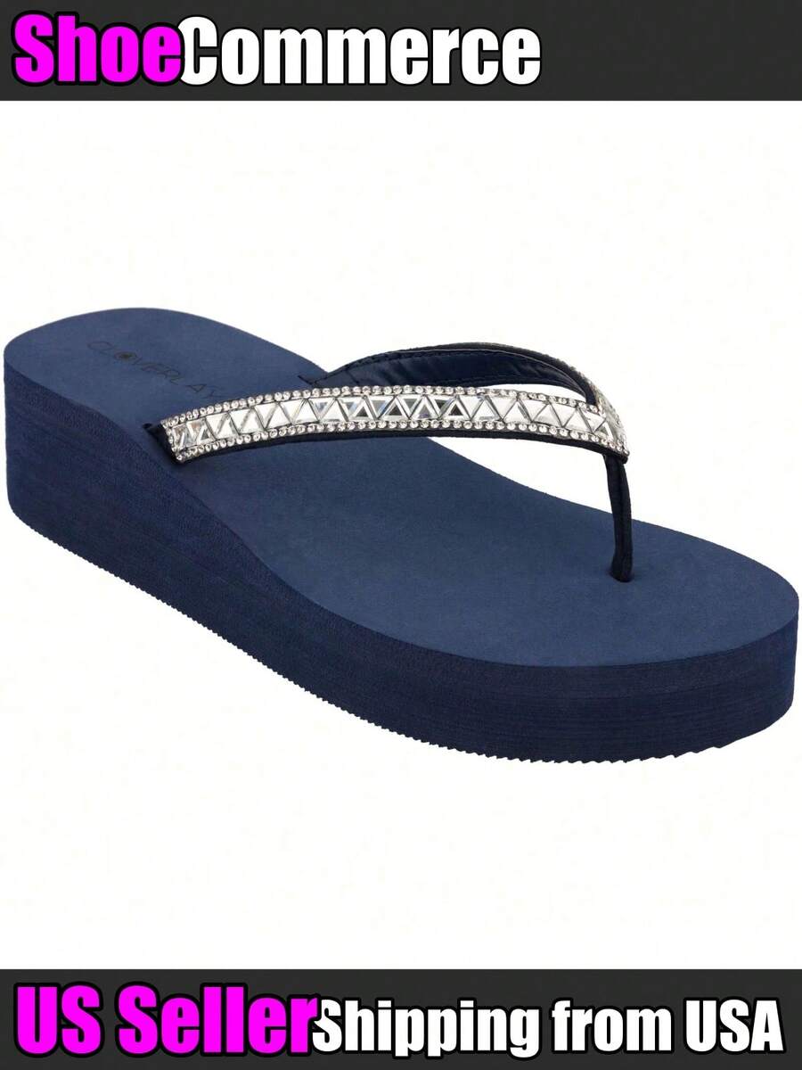Women Rhinestone Decor Flip Flops Glamorous Flip Flops Toe Post ...