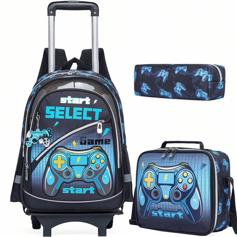 3PCS Rolling Backpack For Boys With Lunch Box Set Backpack With Wheels ...