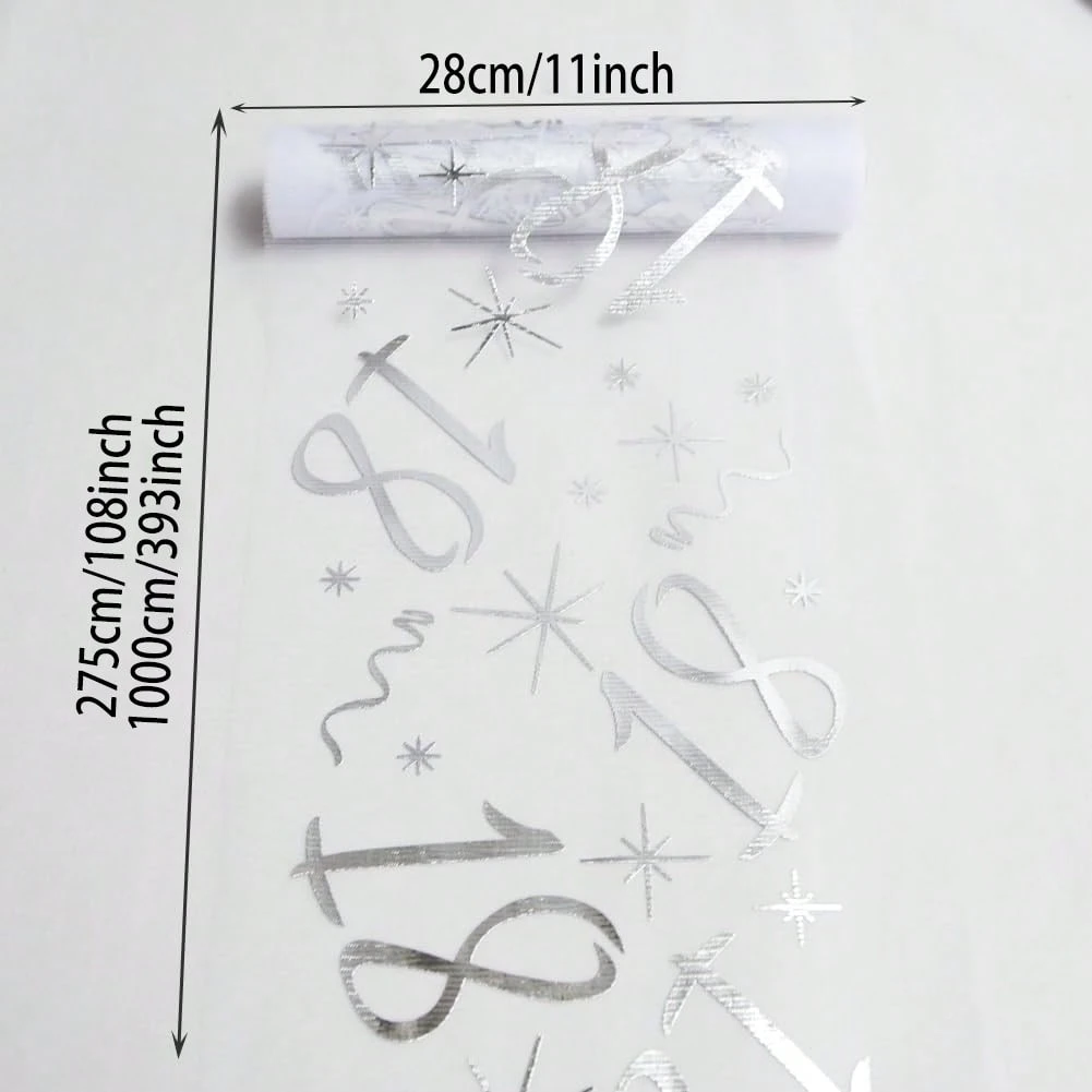 18th Birthday Table Runner, Gold Color 393 Inches Long, Happy Birthday ...