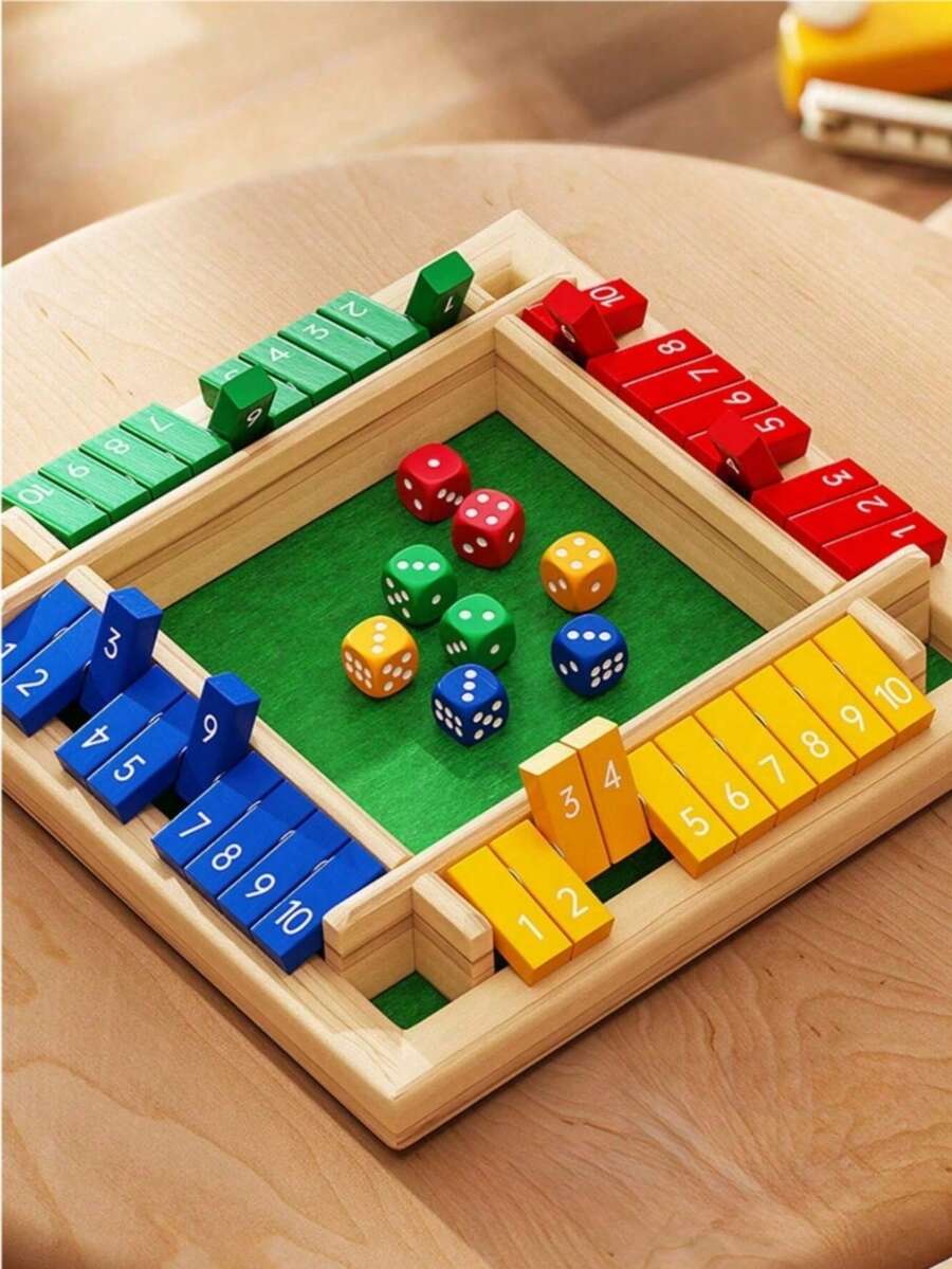 Wooden Box Game (2-4 Players) With A Large Quadrilateral Chessboard, 8 ...