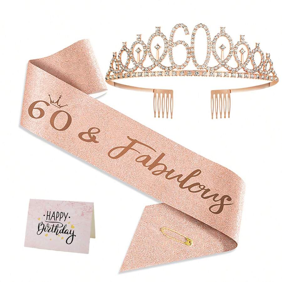 60th Birthday Decorations Women, Including 60th Birthday Crown/Tiara, 60th Birthday Gifts For ...