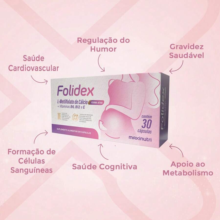 Kit 3 Folidex L-Metilfolato + Vitaminas 30 Cáps Maxinutri | SHEIN Brasil
