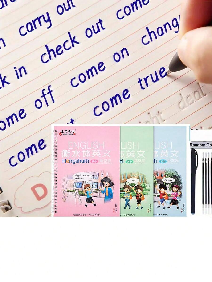 3-Pack Reusable Calligraphy Learning Workbooks With Writing Tools ...