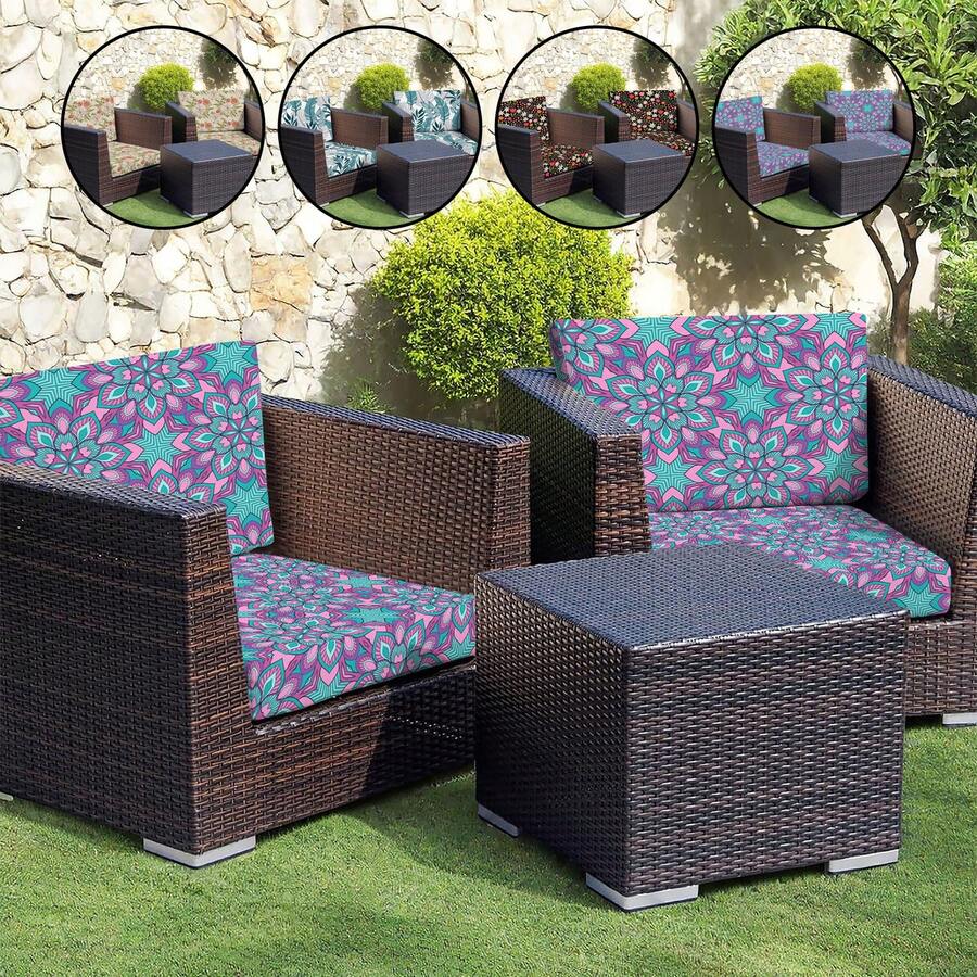 2/4/6pcs Stretch Patio Cushion Covers, Outdoor Sofa Cushion Replacement ...