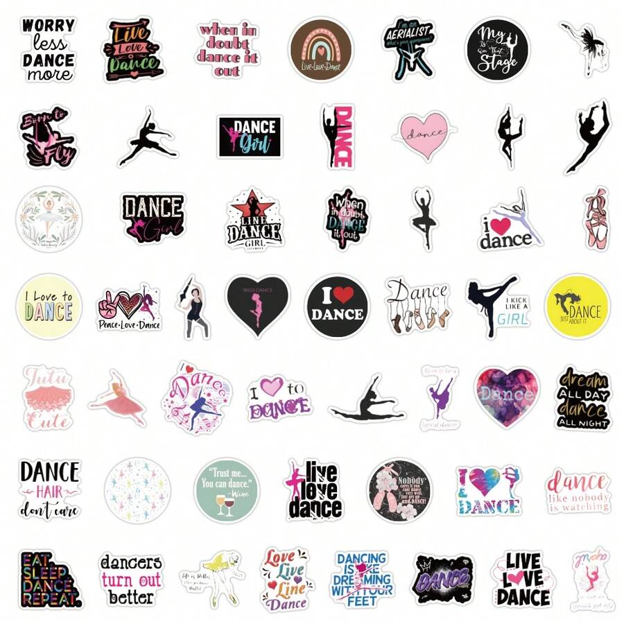 100PCS Ballet Dance Stickers Vinyl Aesthetics Stickers, Scrapbook ...