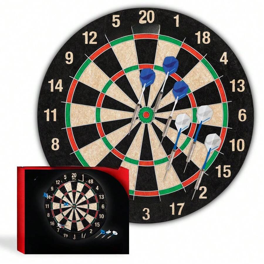 Bristle Dart Board And 6 Steel Tip Darts Set, Professional Target ...