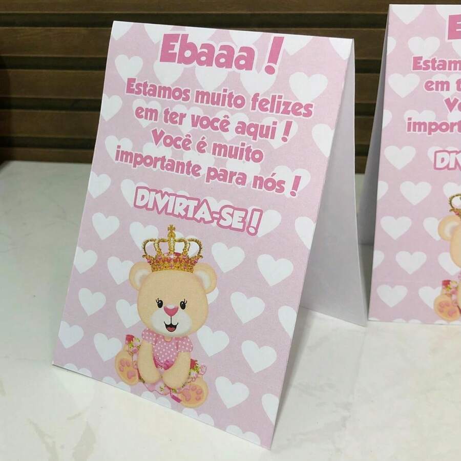 10 PRINCESS BEAR Signs - Baby Shower - Centerpiece Sign For Children's ...