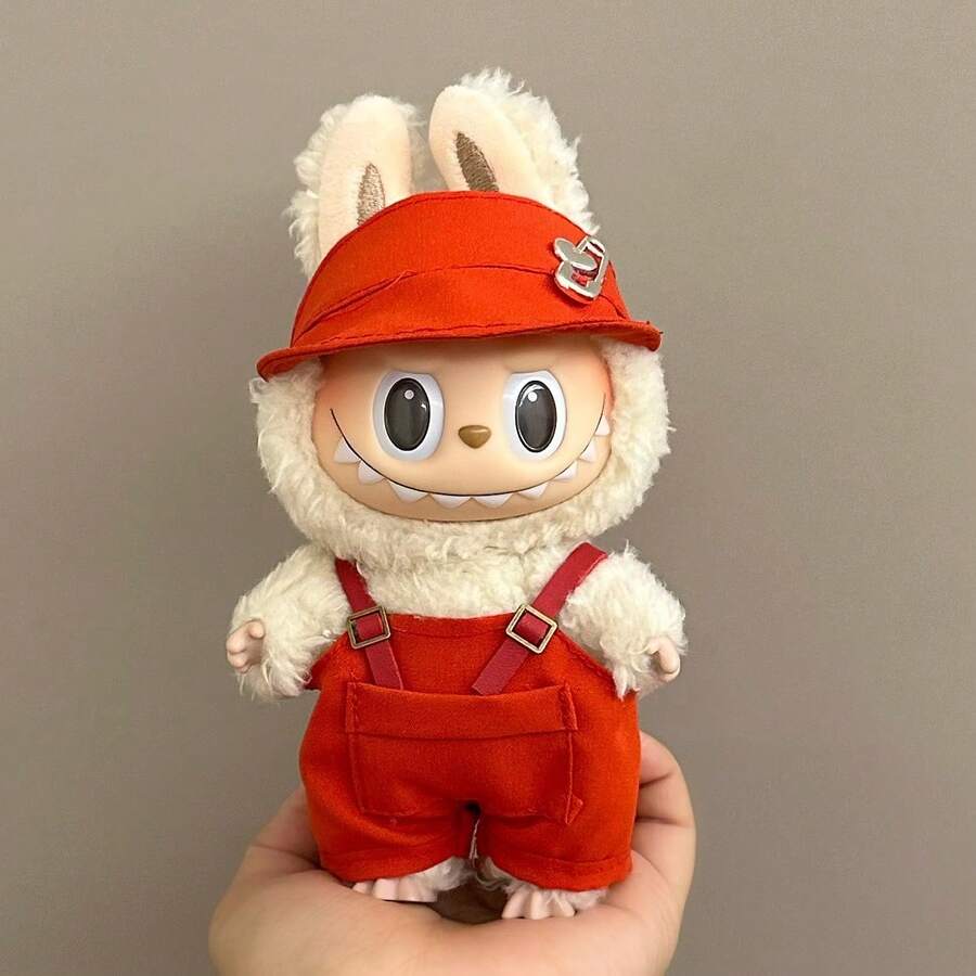 LABUBU Plush Doll 17cm Overalls Series Clothing Set, Detachable Clothes ...