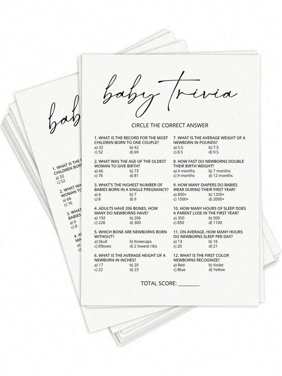 50pcs Baby Shower Knowledge Quiz Cards Game (50 Cards), Fun Baby Shower ...