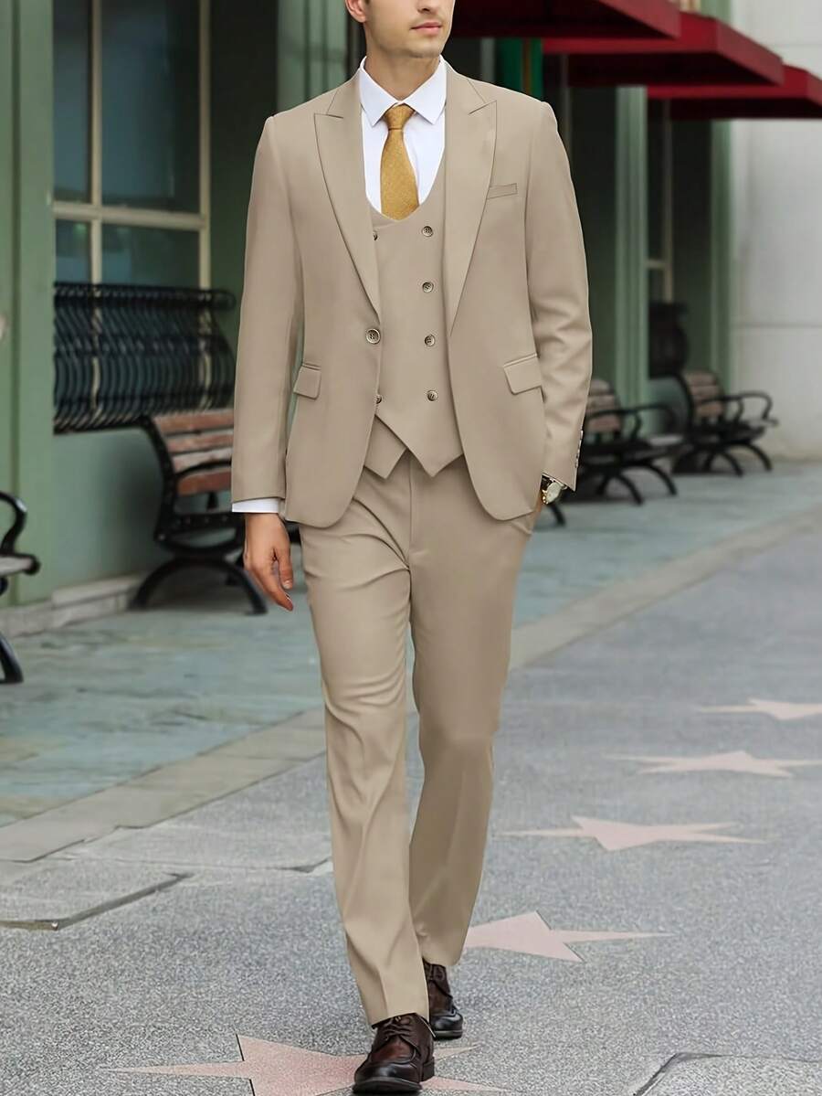 3 Piece Suit Men Slim Fit Double Breasted Suit For Men Wedding Suits ...