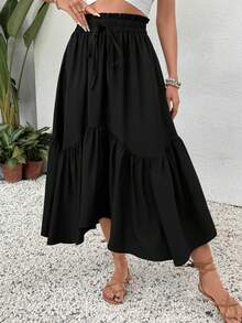 Women Black Maxi Skirt Elastic Waist Renaissance Skirt Long Skirts With ...