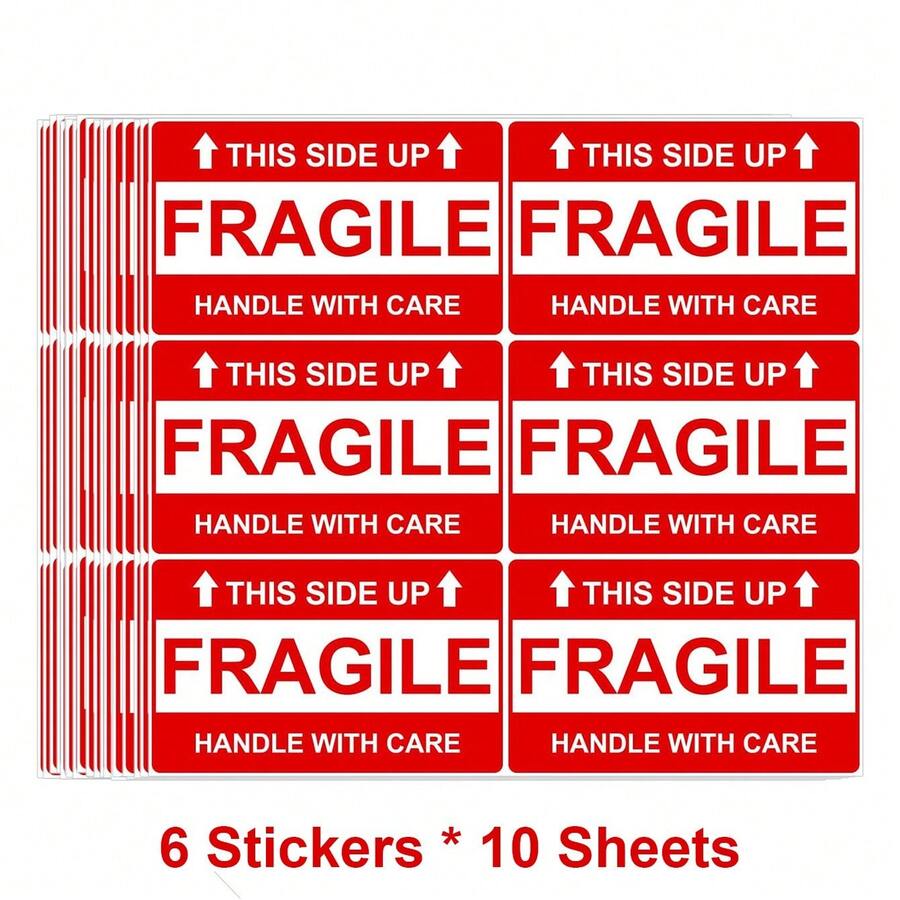 60/120 Stickers Fragile Labels Carefully Handle Express Logistics ...