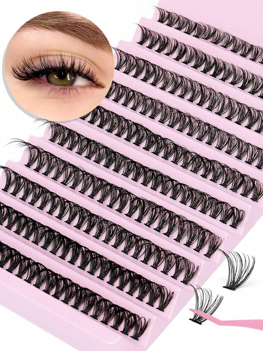 200Pcs DIY Cluster Eye Lashes, 40D Extensions Fluffy Volumized Individual False Eyelashes, Faux ...