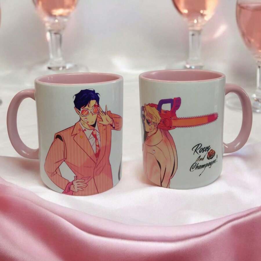 Taza Rosas y champaña con interior rosado bl boyslove manhwa Roses and ...