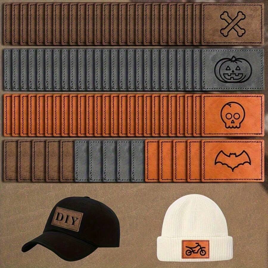 20Pcs Rectangle Blank Leather Hat Patches Rustic Laser Iron On Sewing ...