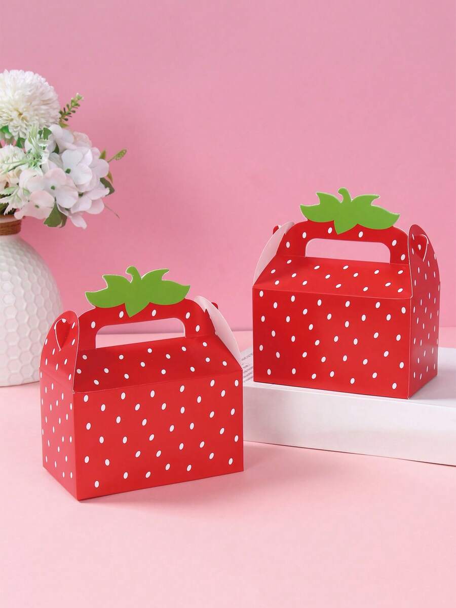 4Pcs Cute Strawberry Style Mini Gift Boxes, Strawberry Themed Birthday ...