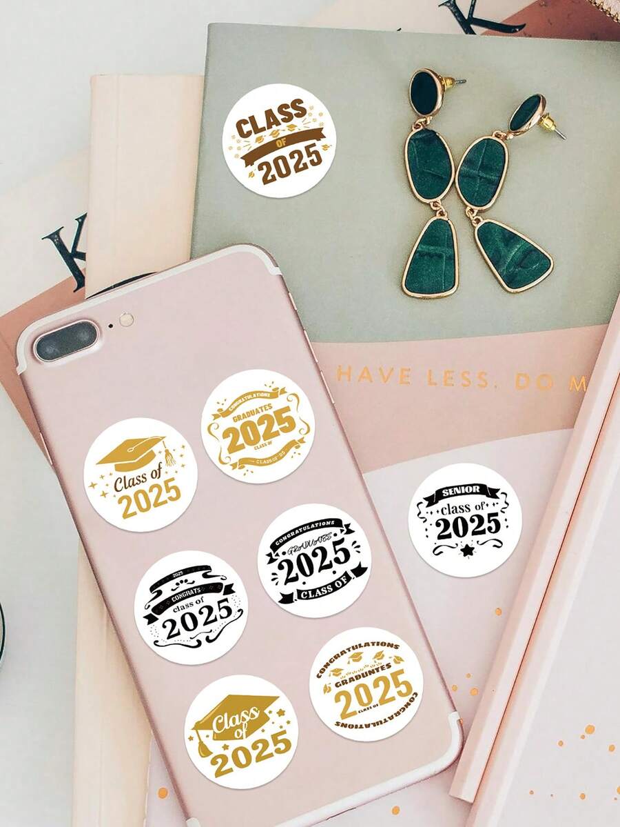 500pcs/Roll Golden Foil Graduation Stickers,Congratulations Class Of ...