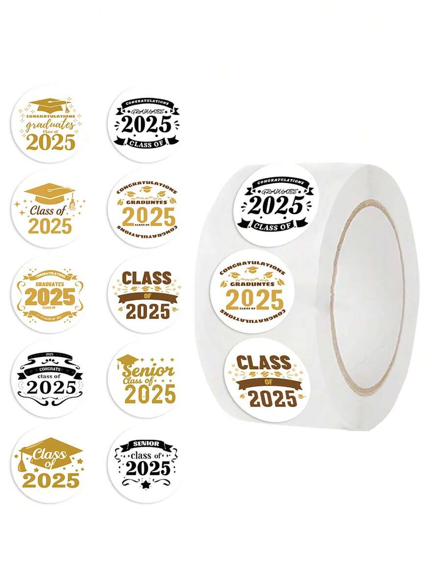 500pcs/Roll Golden Foil Graduation Stickers,Congratulations Class Of ...