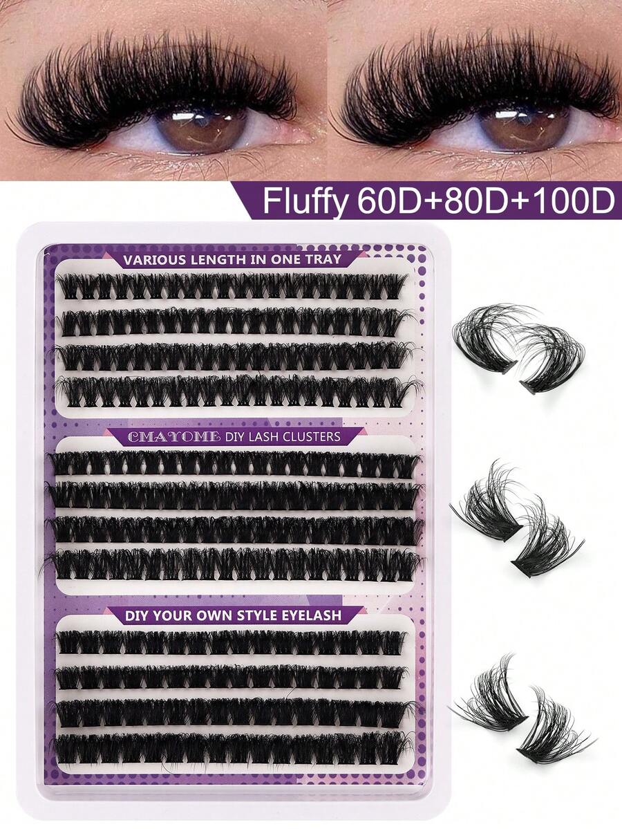 240/224pcs Fluffy D Curl Single Eyelash Clusters 30D+40D+50D/60D+80D ...