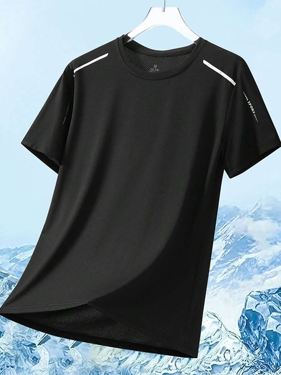 1pc Women Quick Drying T-Shirt, Ice Silk Round Neck Short Sleeve ...