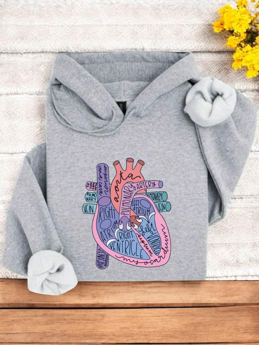 Heart Anatomy Hoodie, Nursing School Graduation Apparel, Cardiologist ...
