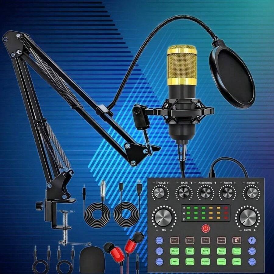 All-In-One Rechargeable USB Condenser Microphone Kit For Live Streaming ...