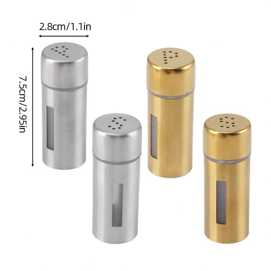 1 Set 2pcs Mini Stainless Steel Seasoning Bottles, Powder Sprinkler ...