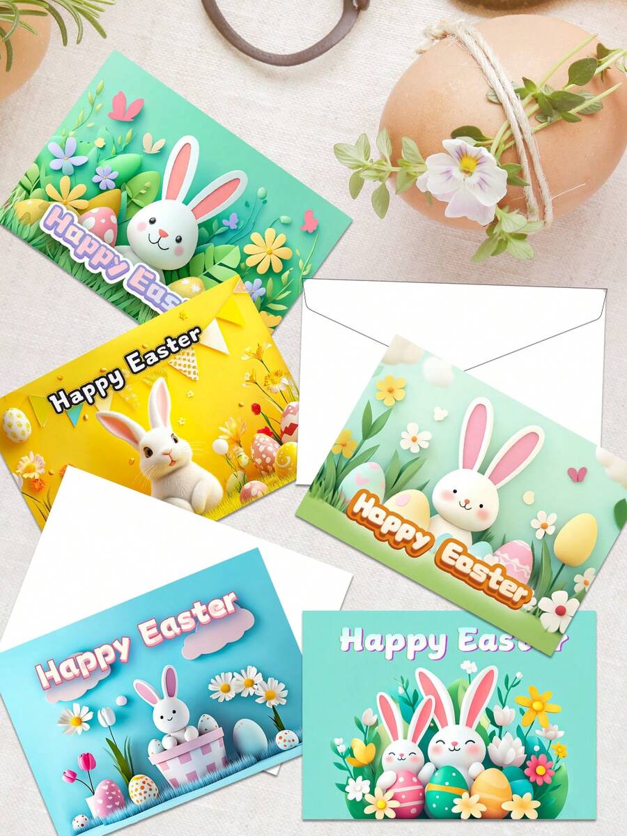 Easter Decorations 12PCS Easter Gift Card Message Thank You Card Easter Bunny Decorations For ...
