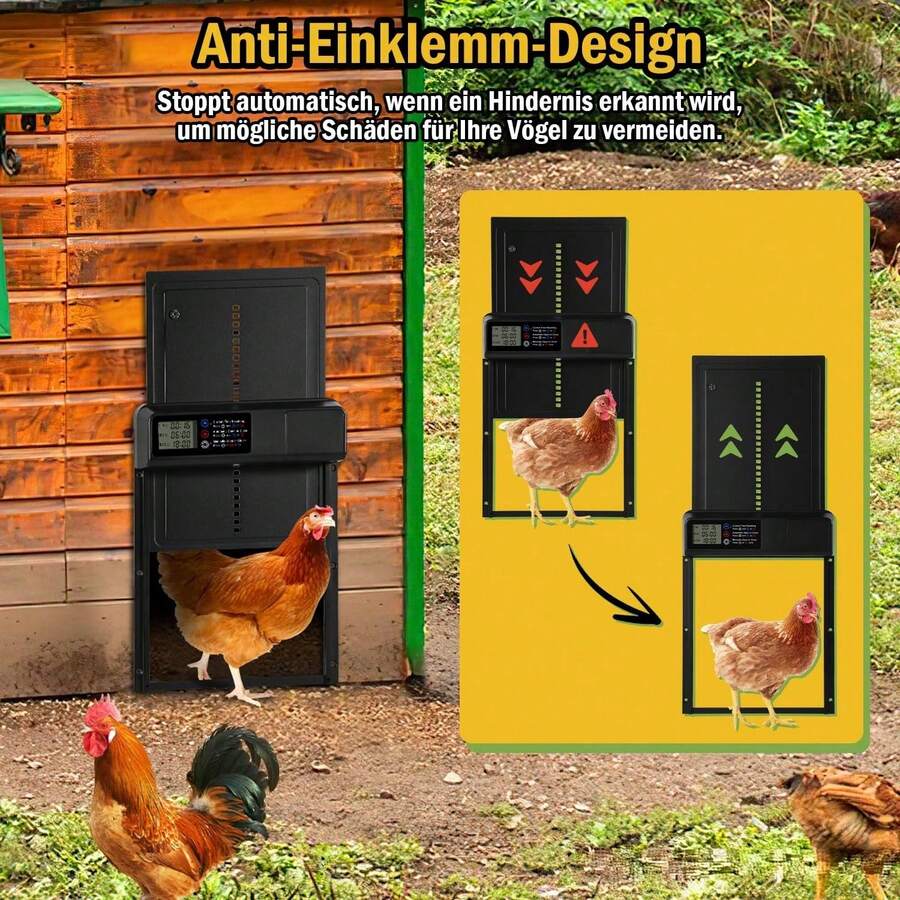 Chicken Flap Automatic Chicken Door With LED Display Timer Anti-Clamp ...
