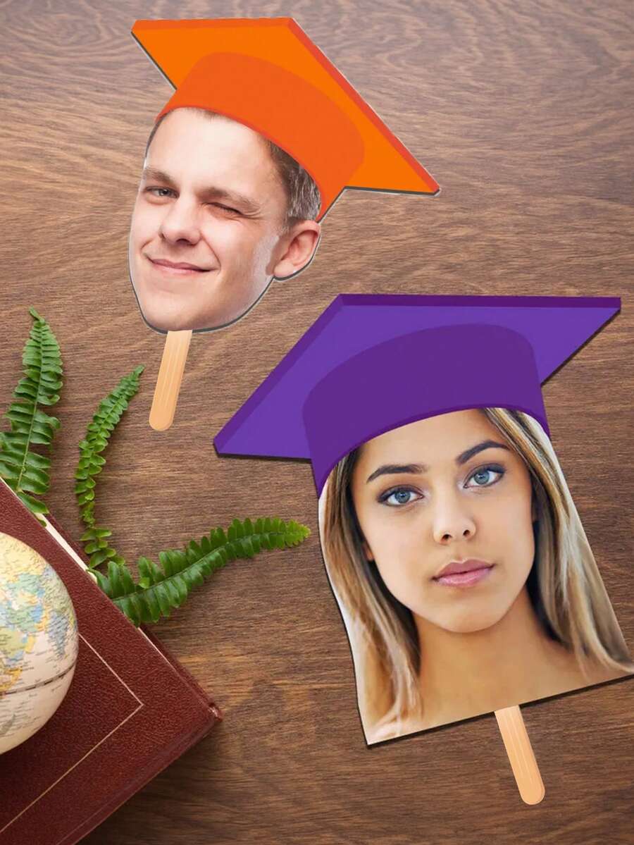 Graduation Face On A Stick, Big Head On A Stick, Face Fan Decorations ...