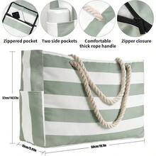 Plus Size Women's Waterproof Beach Tote Bag, Zipper Closure, Sand-Proof ...
