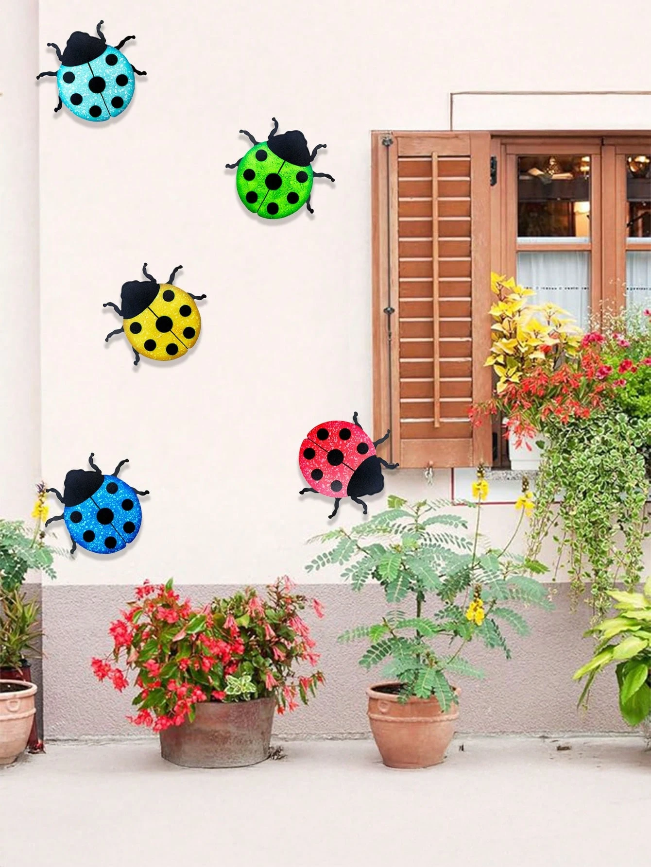 Metal Garden Wall Art Deco -1 Pc/5 Pcs Of Cute Ladybug Outdoor Wall ...