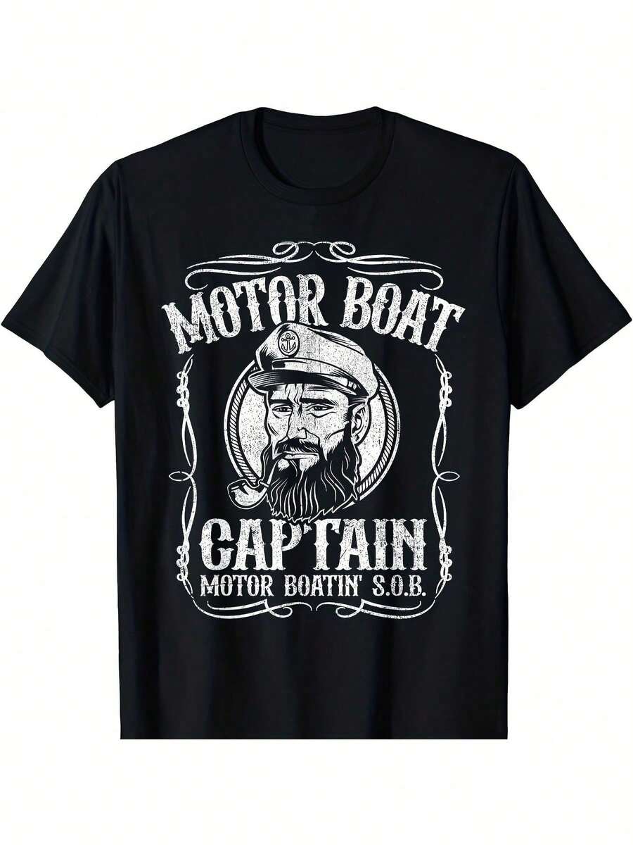 Motor Boat Captain Funny Boating Motorboating Lake T-Shirt With USA ...