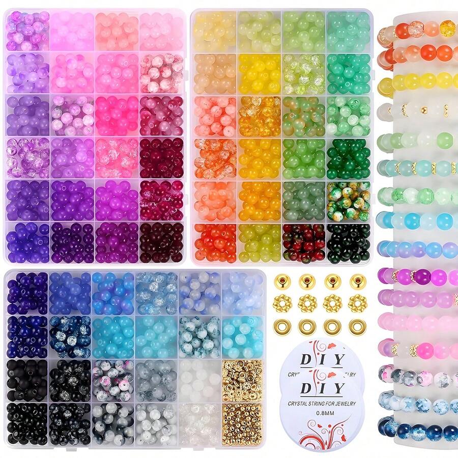 1750+Pcs 72color Jewelry Making Crystal Beads, 8mm Glass Bead Bracelet ...